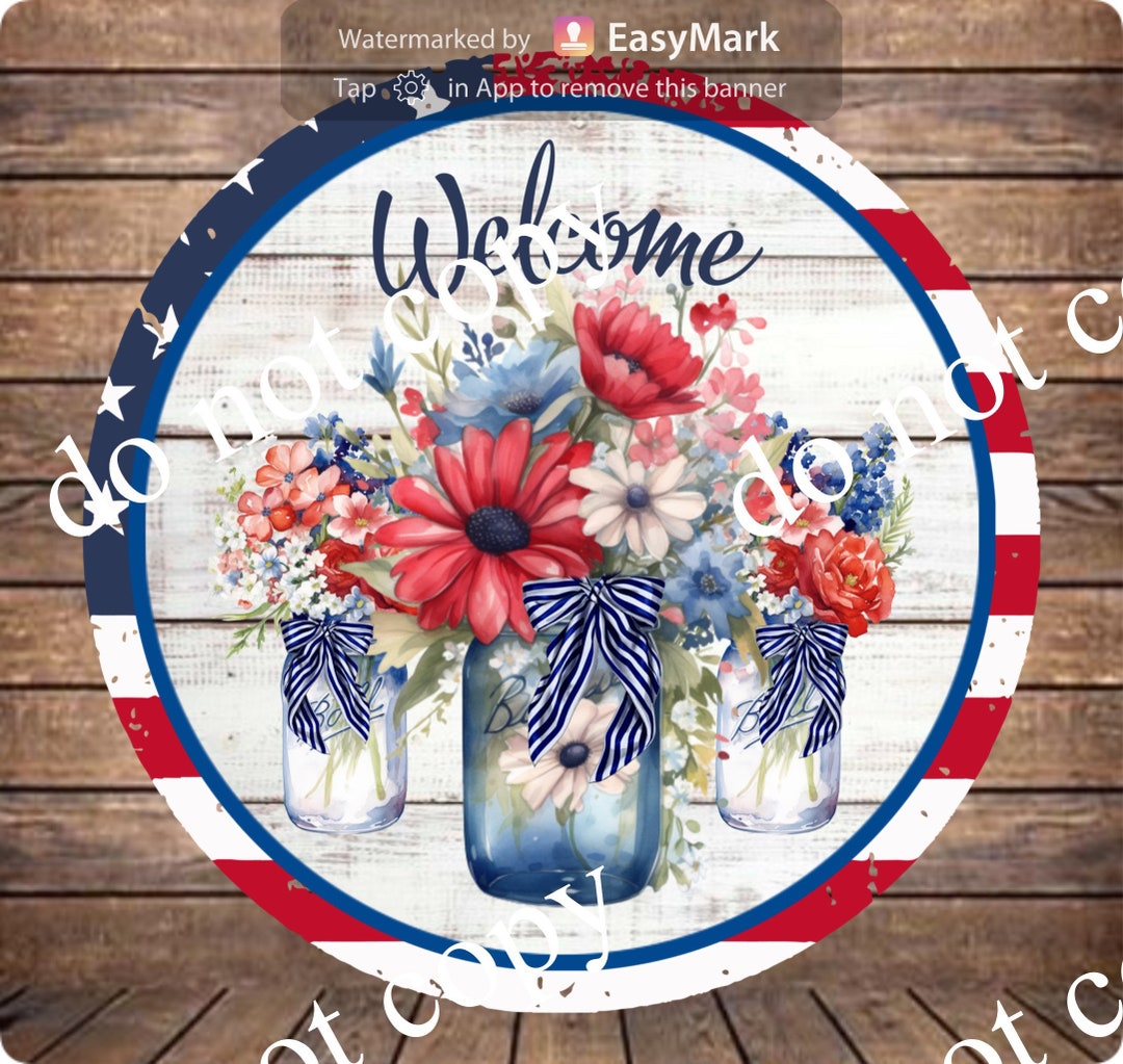 Patriotic Welcome Sign Wreath Sign Wreath Attachment Wreath Supplies ...