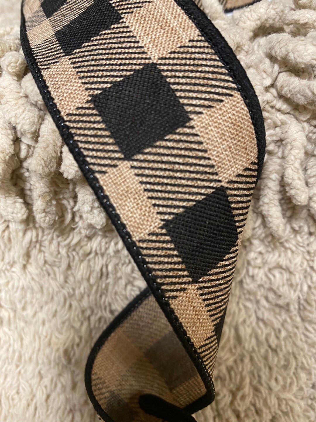 Buffalo Plaid Ribbon Christmas Ribbon Black and Tan Plaid Ribbon Plaid ...