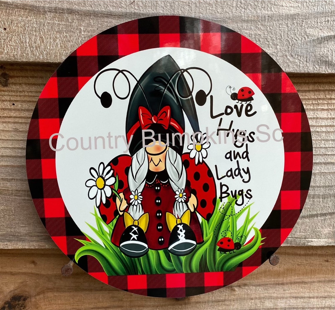 Love Hugs and Ladybugs Farmhouse Decor Wreath Sign Wreath - Etsy