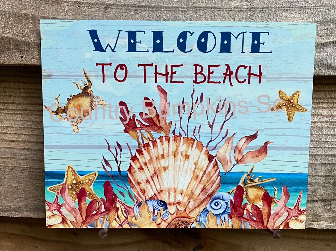 Bienvenidos a la decoración del letrero de playa signo de - Etsy España