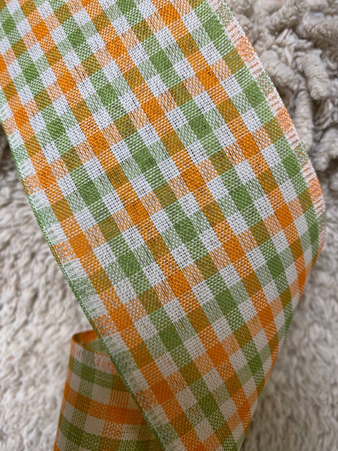 Gingham Ribbon, Primitive Gingham Ribbon, Fall Ribbon, Wreath Supplies ...