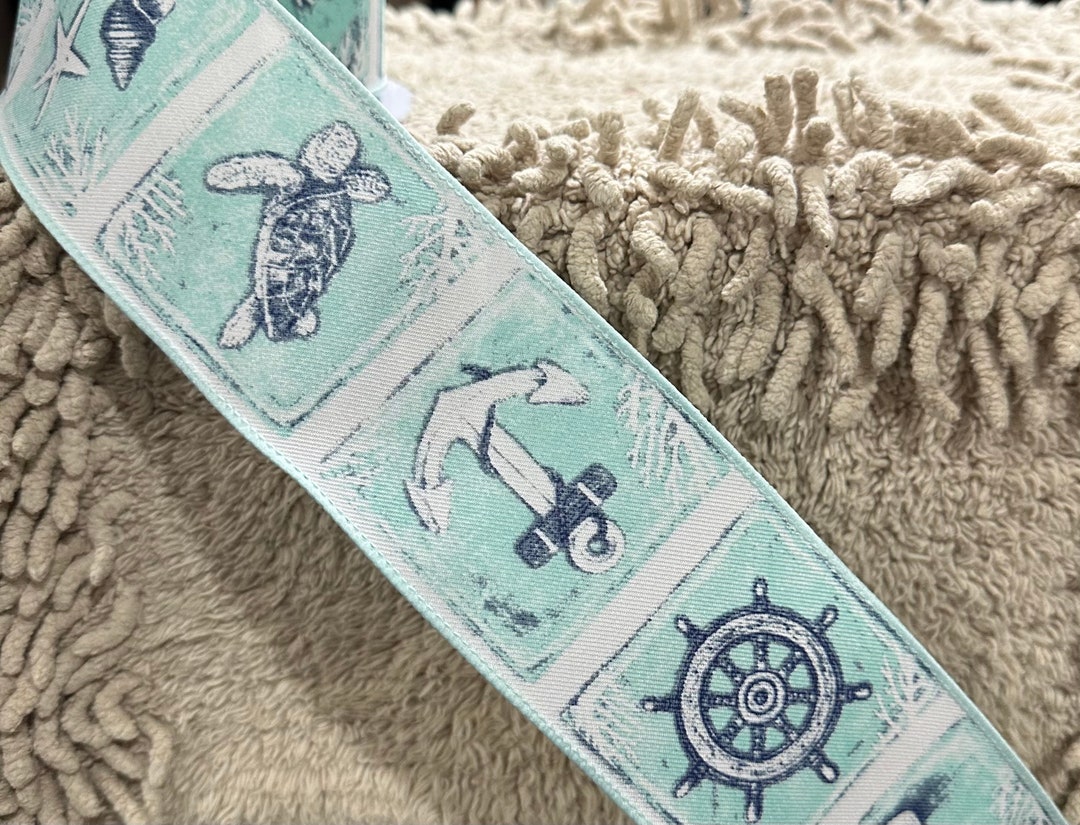 Sea Turtle Ribbon Nautical Ribbon Beach Ribbon Craft Supplies Wreath ...
