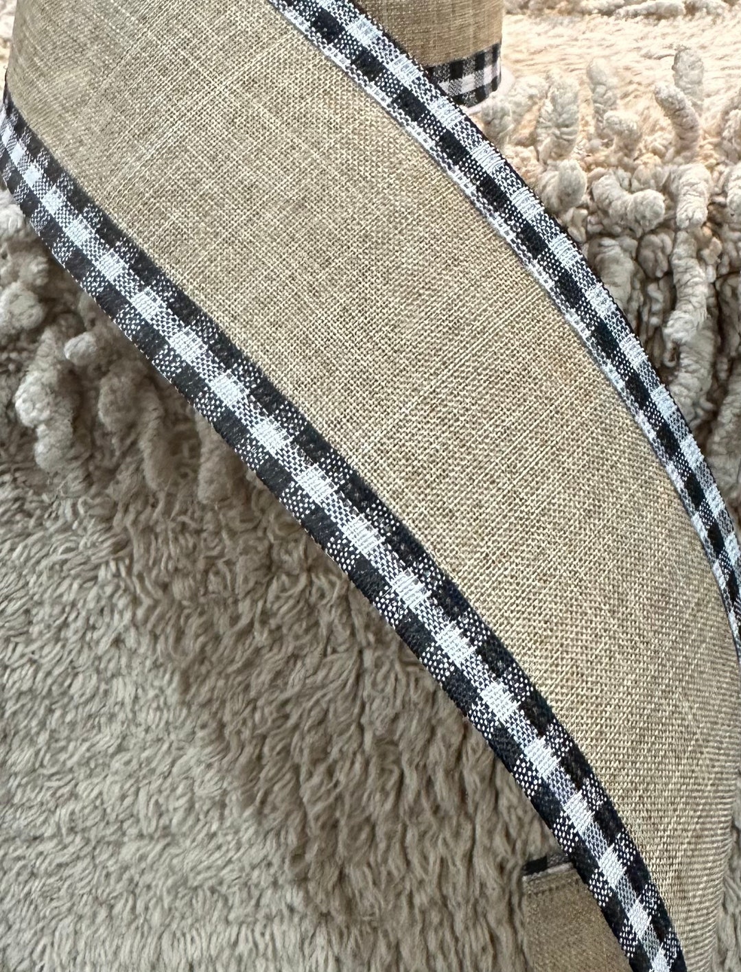 Denim Ribbon Gingham Edge Ribbon Canvas Ribbon Spring Ribbon Wreath ...