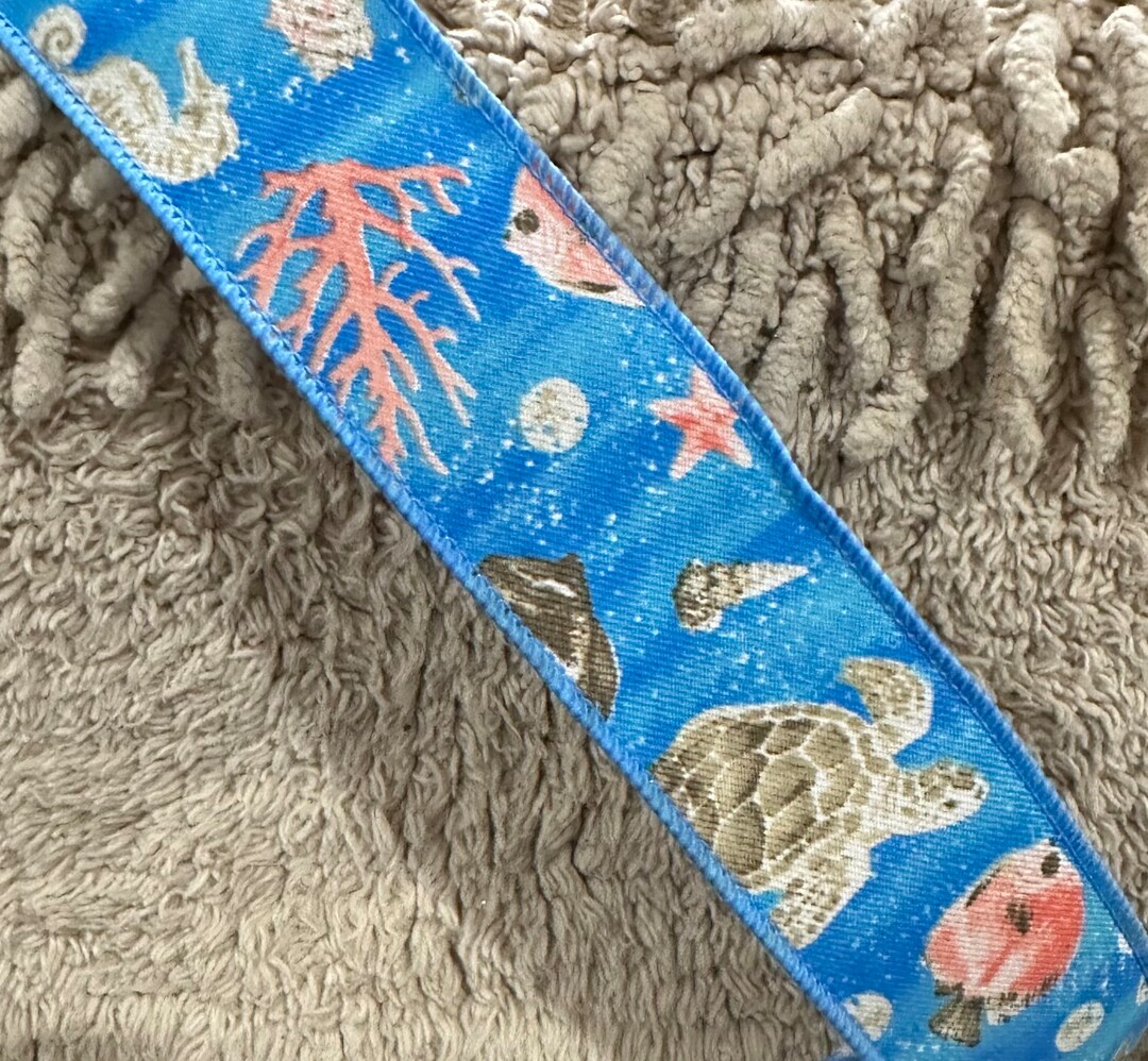 Sea Turtle Ribbon Nautical Ribbon Beach Ribbon Craft Supplies Wreath ...