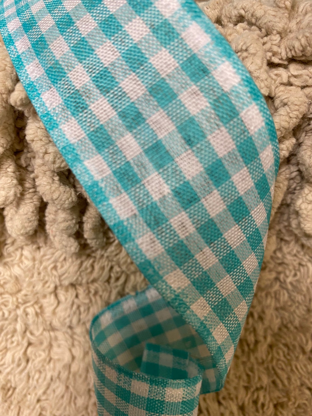 Gingham Ribbon, Primitive Gingham Ribbon, Green Gingham Ribbon, Wreath ...