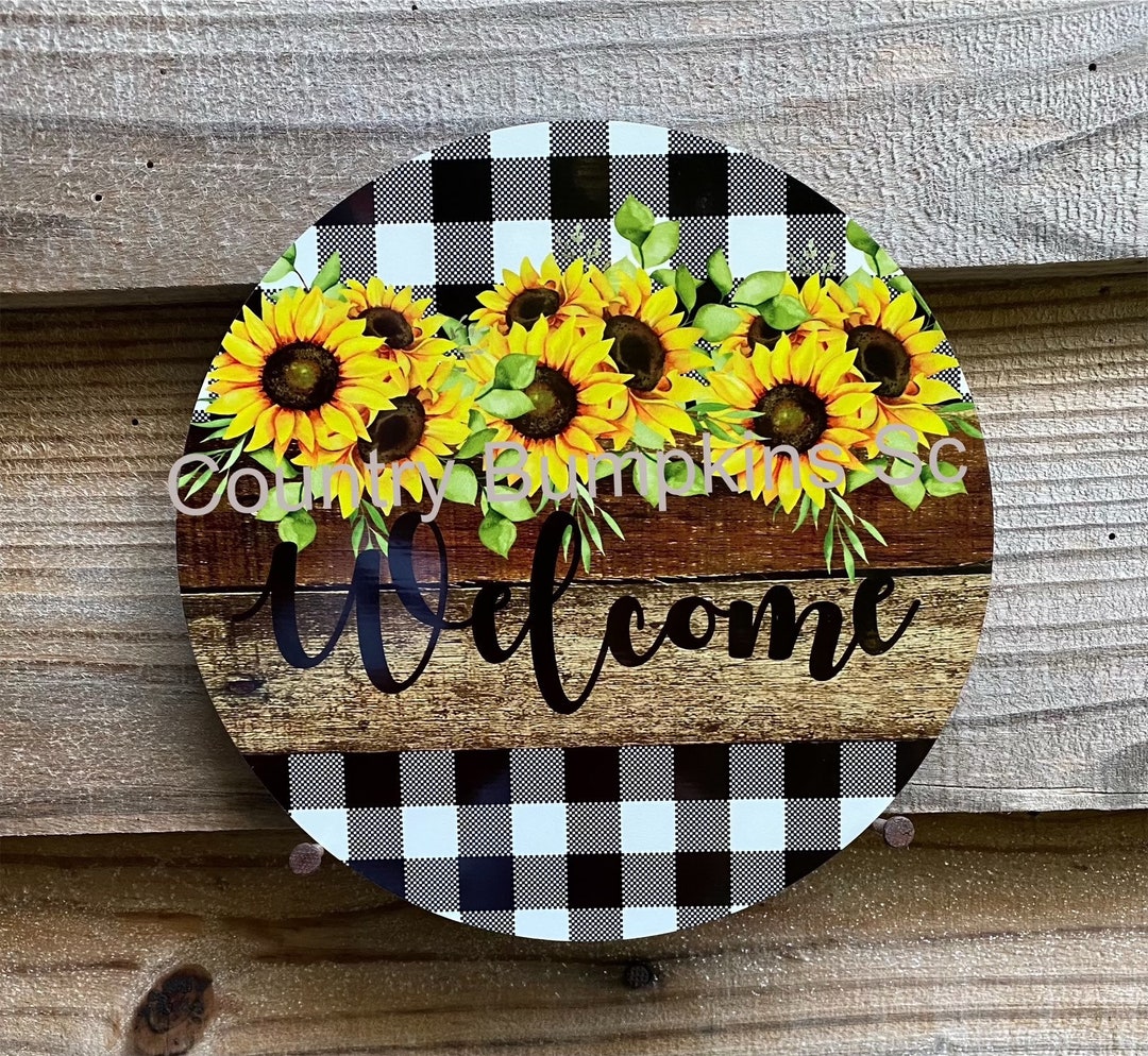 Welcome Sign With Sunflower Farmhouse Decor Wreath Sign Wreath ...
