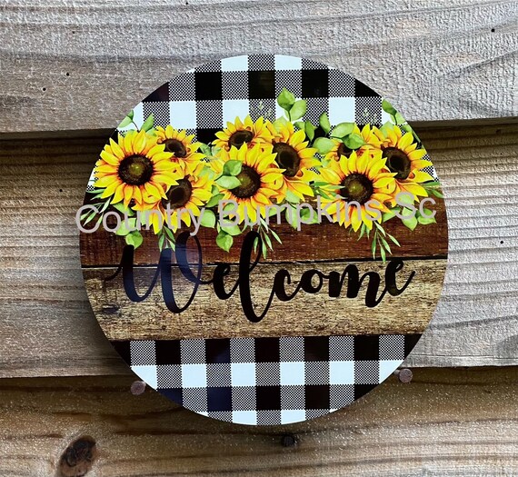 Welcome Sign With Sunflower Farmhouse Decor Wreath Sign Wreath | Etsy