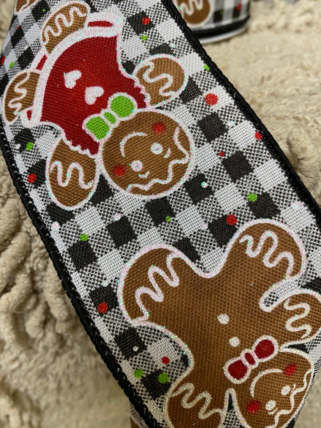 Gingerbread Ribbon Gingerbread Decor Ribbon Christmas Ribbon Holiday ...