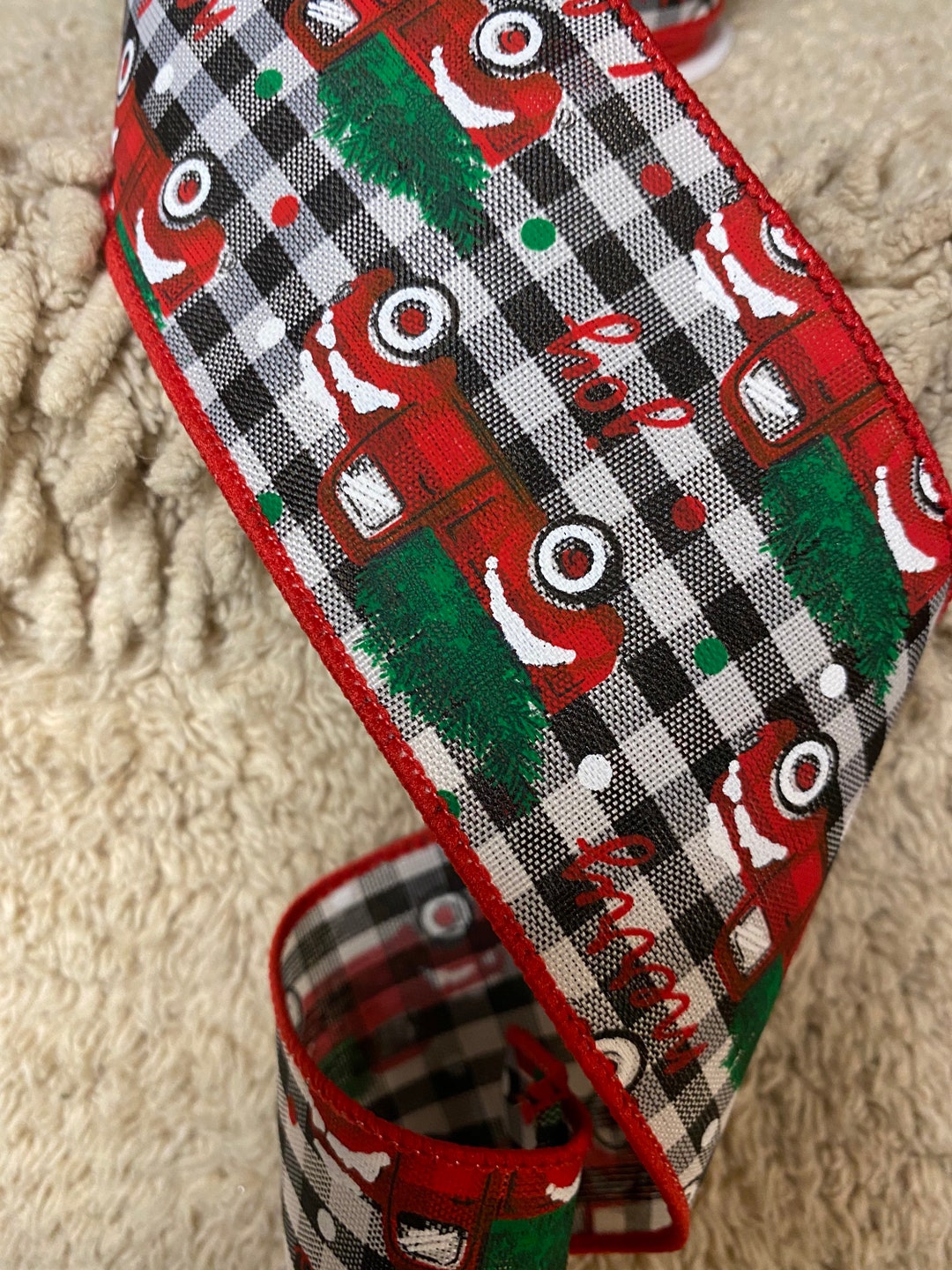 Red Truck Ribbon Truck Ribbon Christmas Ribbon Christmas Truck Ribbon ...