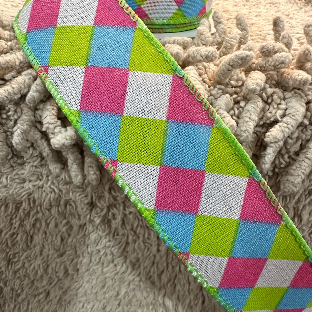 Spring Ribbon Plaid Ribbon Summer Ribbon Wreath Ribbon Wreath Supplies ...