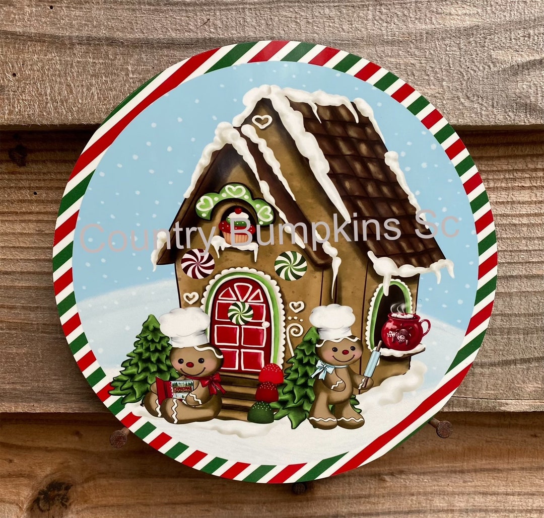 Gingerbread House Sign Farmhouse Decor Wreath Sign Wreath Attachment ...