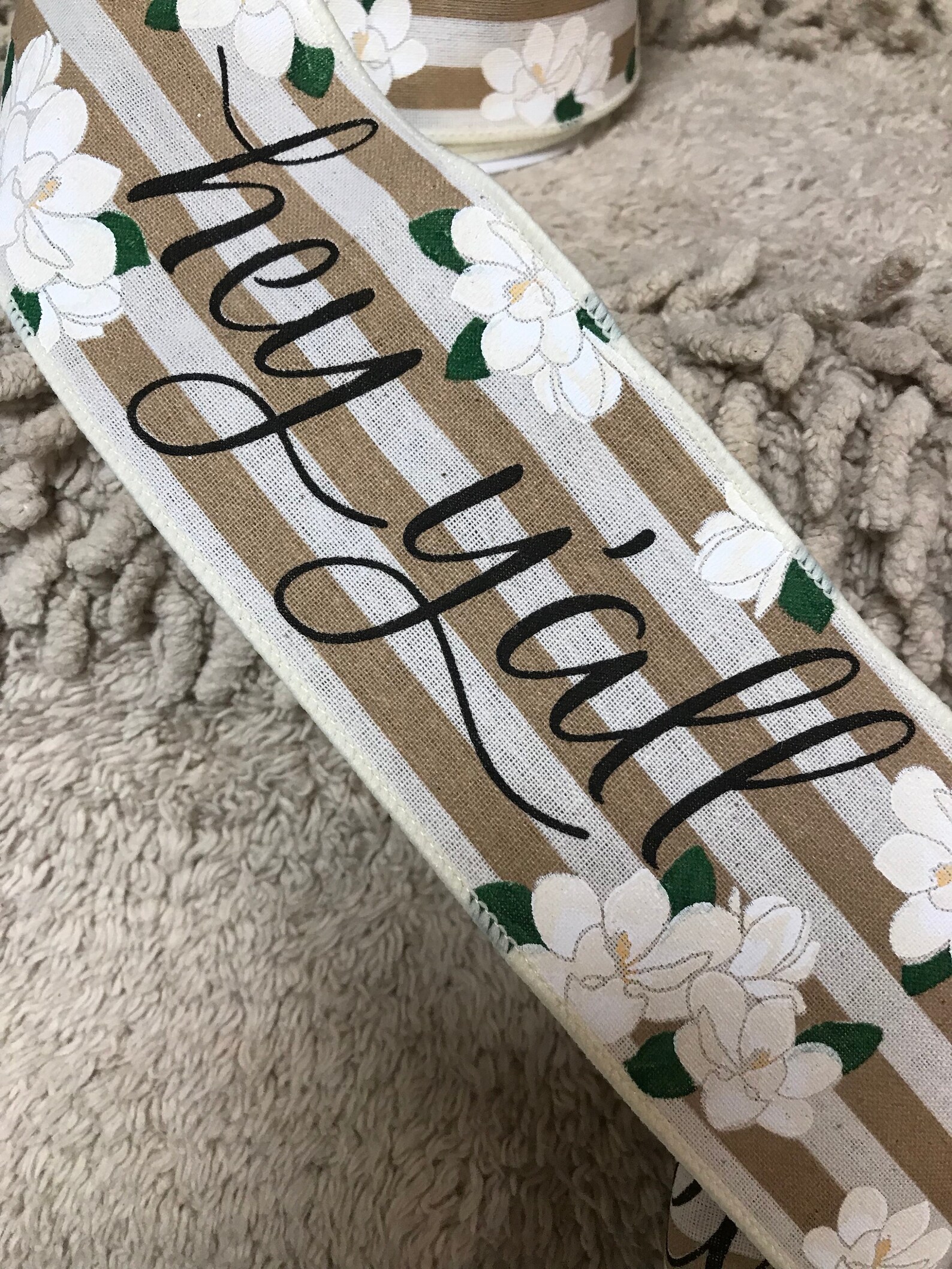 Magnolia Ribbon Farmhouse Ribbon Wreath Ribbon Wreath Supplies - Etsy