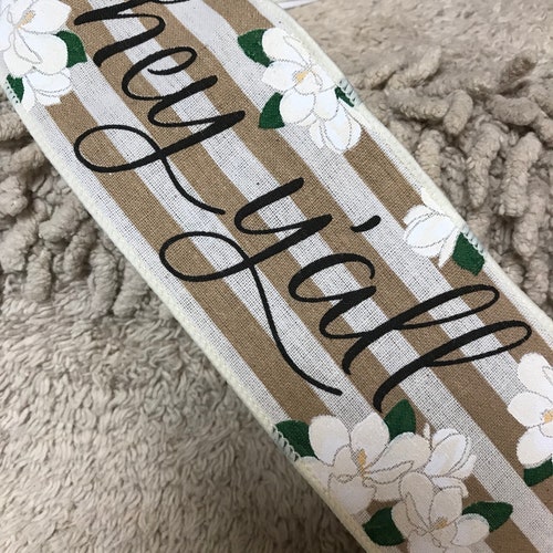 Magnolia Ribbon Farmhouse Ribbon Wreath Ribbon Wreath Supplies - Etsy