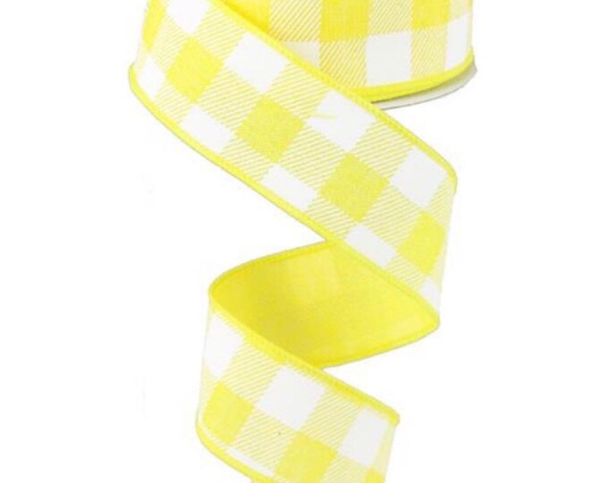 Yellow and White Buffalo Plaid Ribbon Buffalo Plaid Ribbon Spring ...