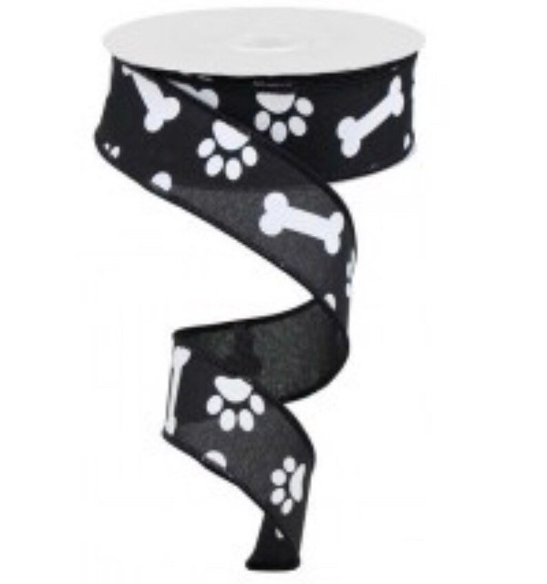 Dog Paw Ribbon dog bone ribbon pet ribbon wreath attachment | Etsy