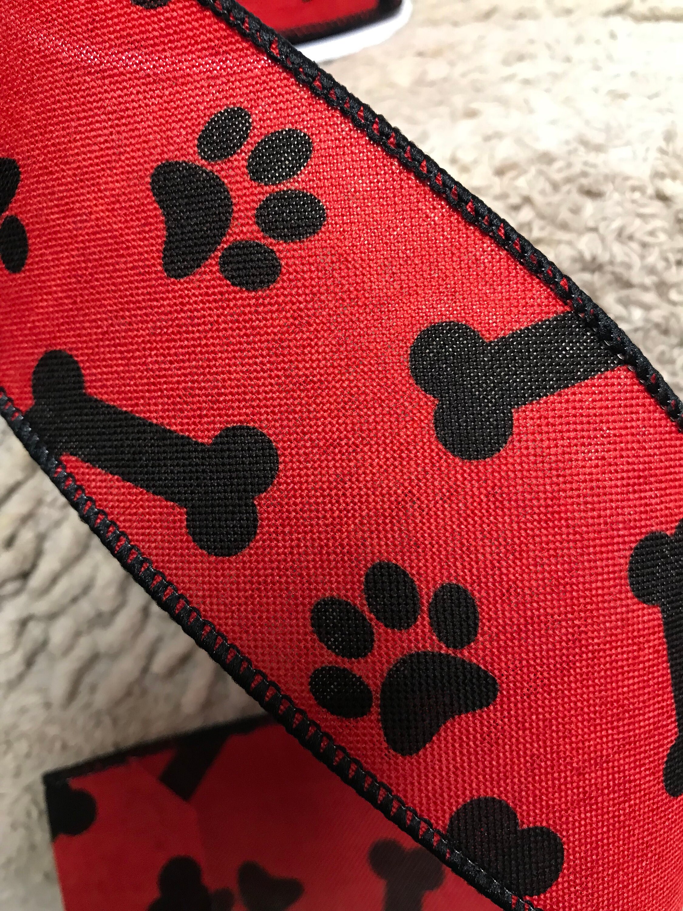 Dog Paw Ribbon Dog Bone Ribbon Pet Ribbon Wreath Attachment - Etsy