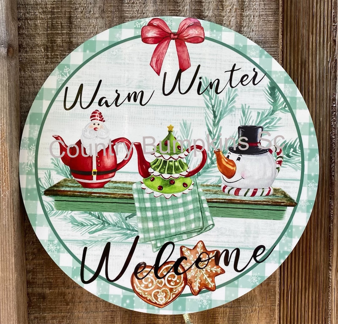 Warm Winter Welcome Sign Farmhouse Decor Wreath Sign Wreath Attachment ...