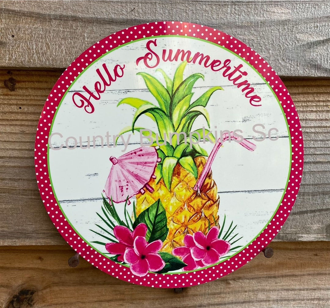 Hello Summertime Sign Farmhouse Decor Wreath Sign Wreath Attachment ...