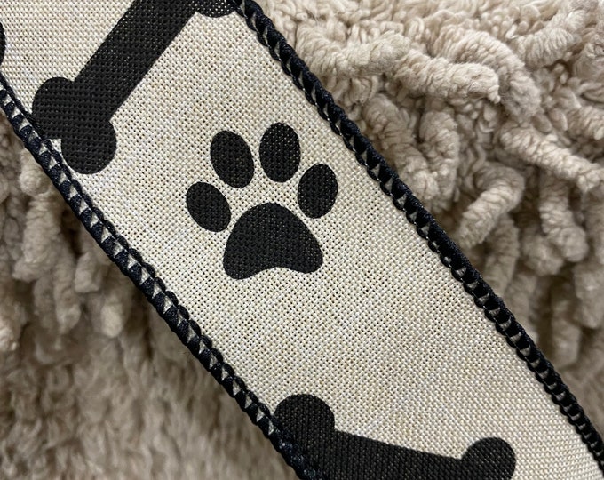 Dog Paw Ribbon Dog Bone Ribbon Pet Ribbon Wreath Attachment Wreath ...