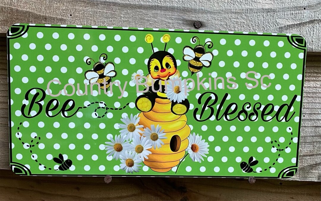 Bee Blessed Sign Farmhouse Decor Wreath Sign Wreath Attachment Wreath ...