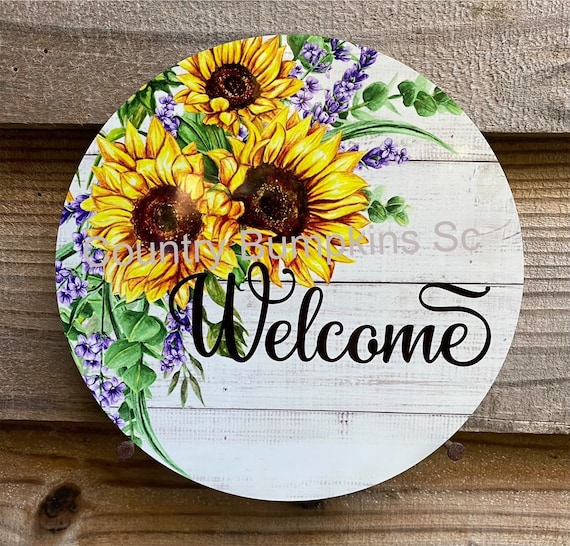Welcome Sign With Sunflower Farmhouse Decor Wreath Sign Wreath | Etsy