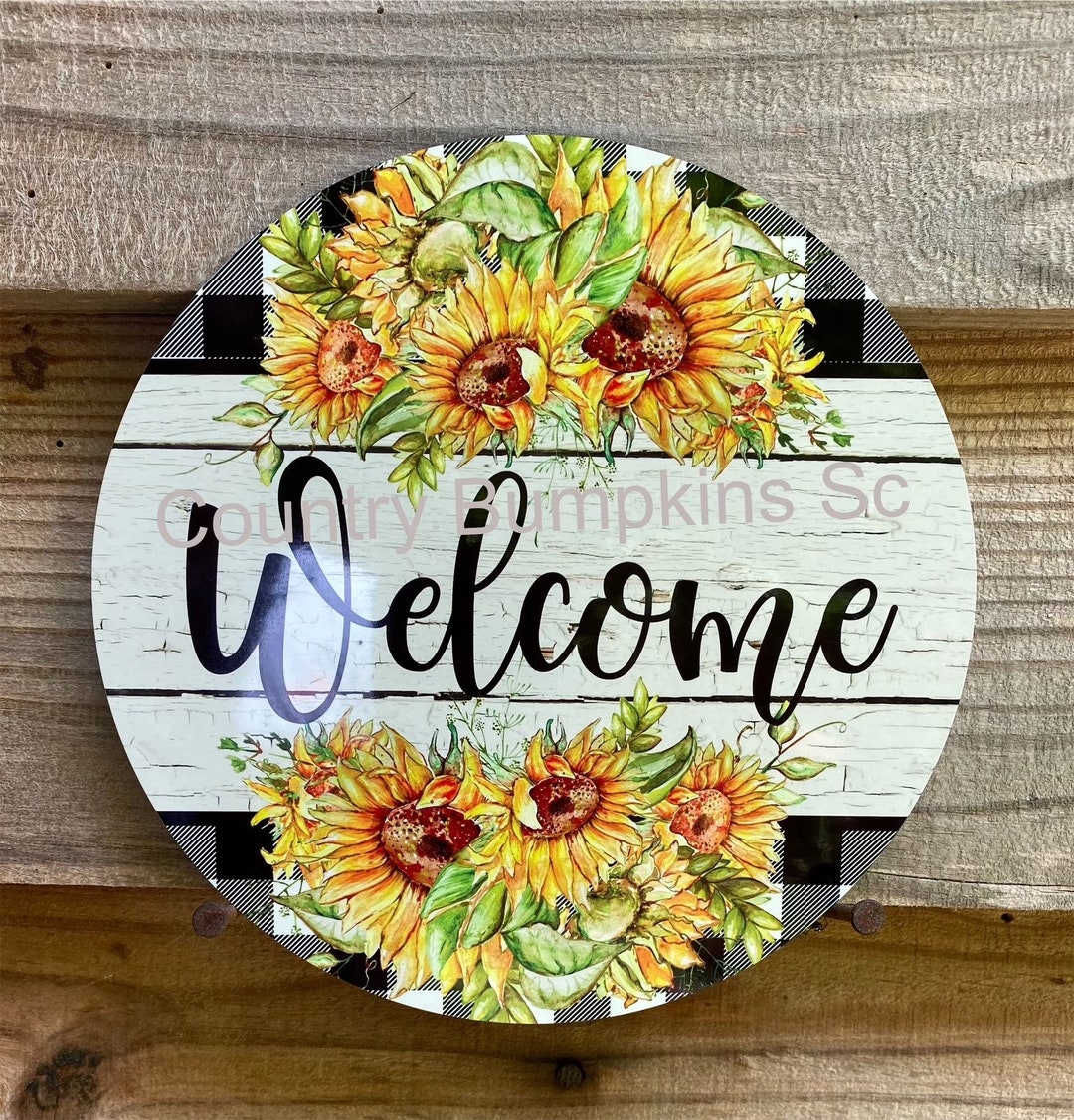 Welcome Sign With Sunflower Farmhouse Decor Wreath Sign Wreath ...