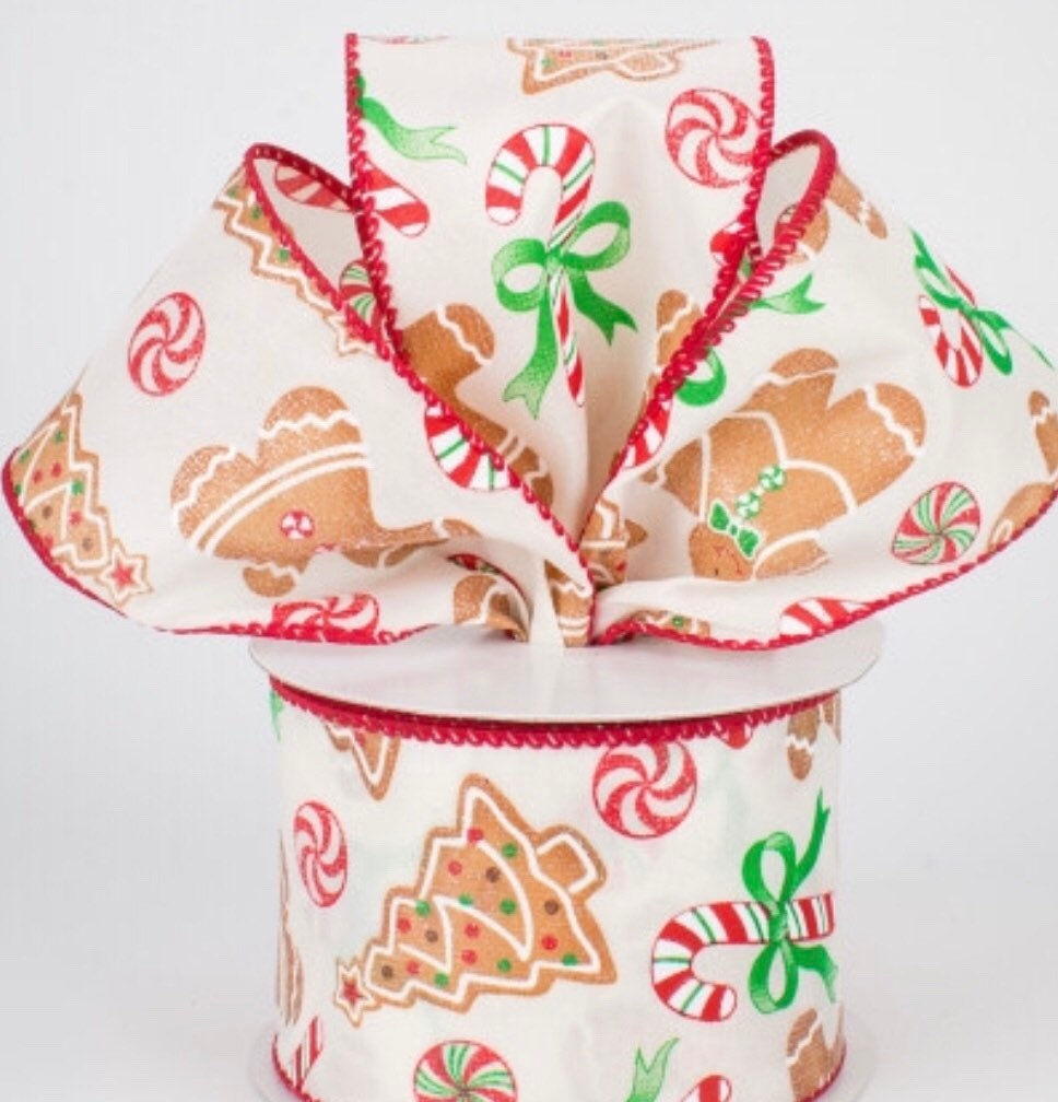 Gingerbread Ribbon Christmas Ribbon Holiday Ribbon Wreath | Etsy