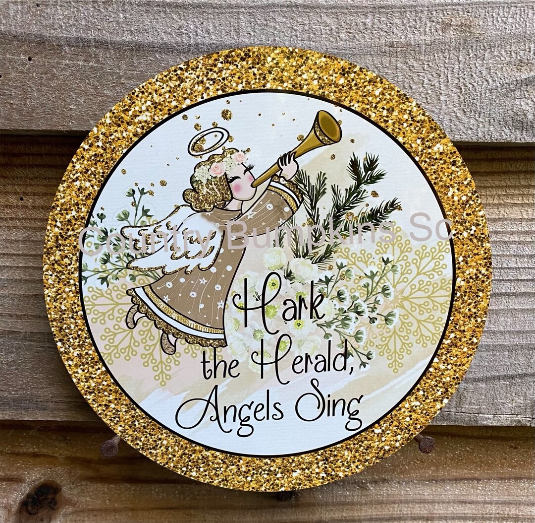 Hark the Herald Angels Sing Sign Farmhouse Decor Wreath Sign Wreath ...