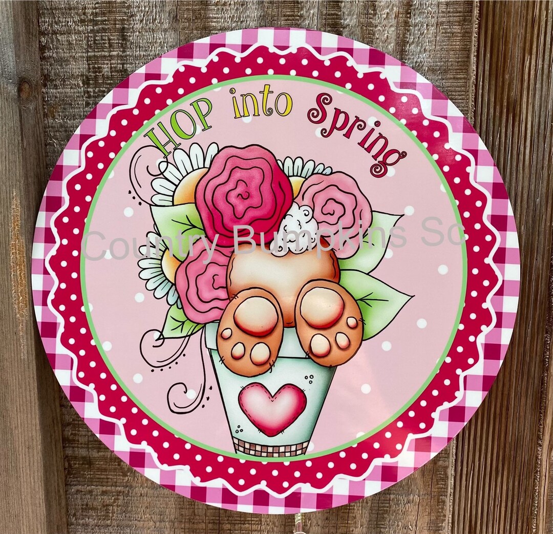 Hop Into Spring Wreath Sign Wreath Attachment Wreath Supplies Craft ...