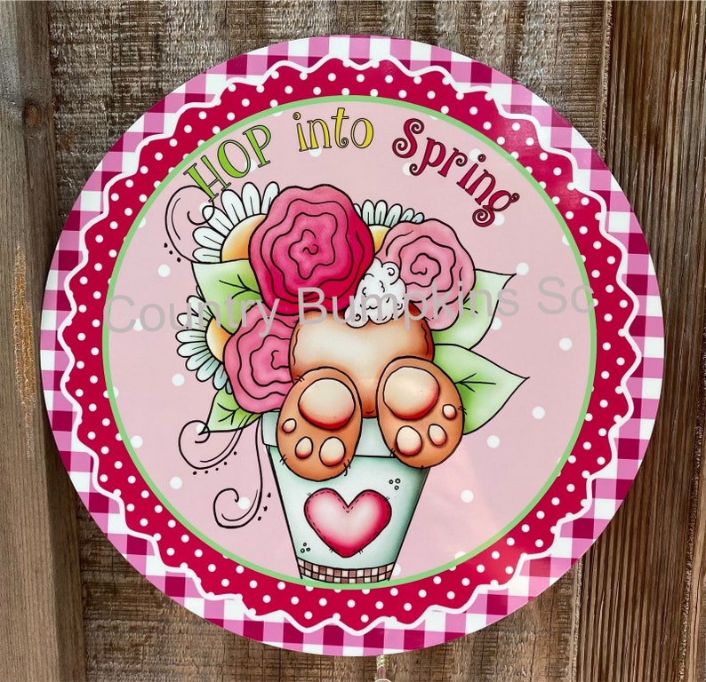 Hop Into Spring Wreath Sign Wreath Attachment Wreath Supplies Craft ...