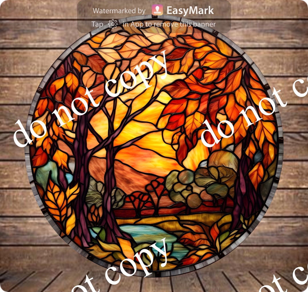 Stain Glass Fall Tree Sign Farmhouse Decor Wreath Sign Wreath ...