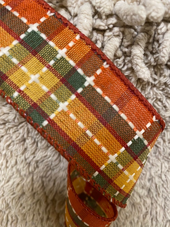 Fall ribbon plaid ribbon wreath ribbon wreath supplies craft | Etsy