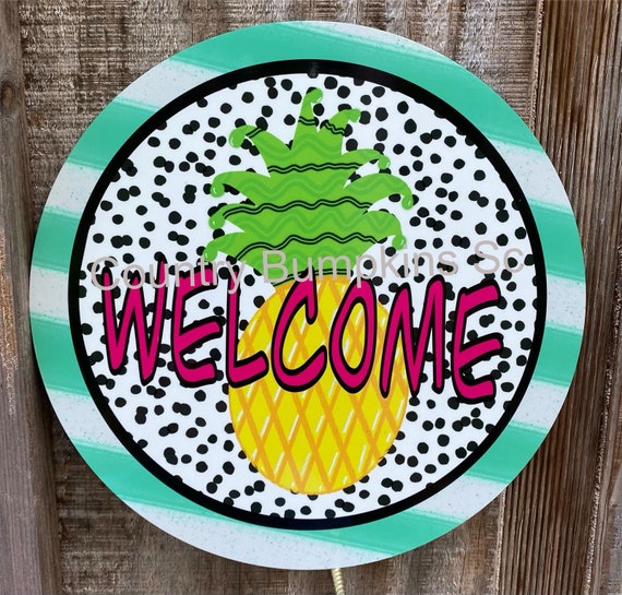 Welcome Pineapple Sign Farmhouse Decor Wreath Sign Wreath - Etsy
