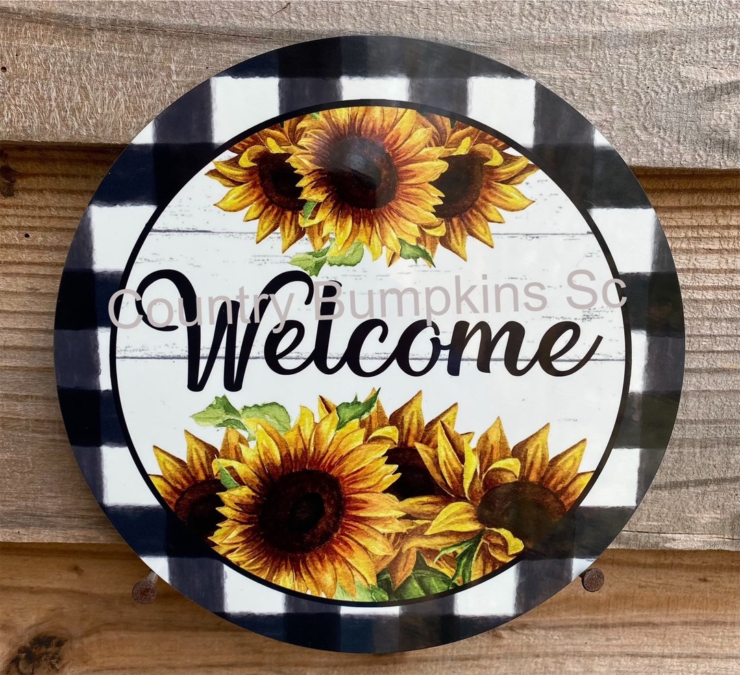 Welcome Sign With Sunflower Farmhouse Decor Wreath Sign Wreath ...