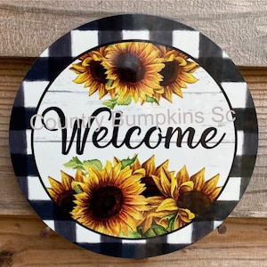 Welcome Sign With Sunflower Farmhouse Decor Wreath Sign Wreath | Etsy