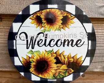 Welcome Sign With Sunflower Farmhouse Decor Wreath Sign Wreath | Etsy