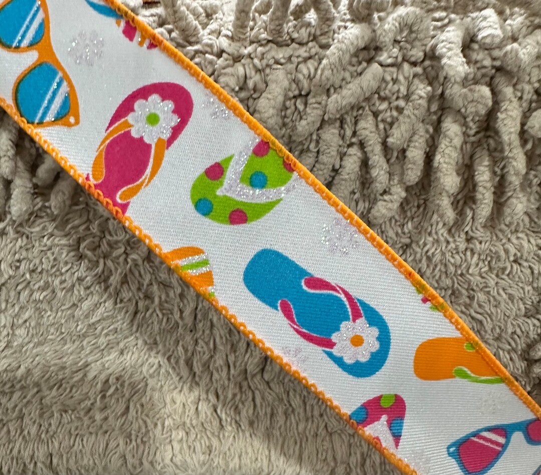 Flip Flop Ribbon Spring Ribbon Summer Ribbon Wreath Decor Wreath ...