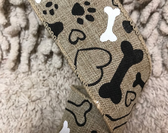 Dog Paw Ribbon Dog Bone Ribbon Pet Ribbon Wreath Attachment Wreath ...