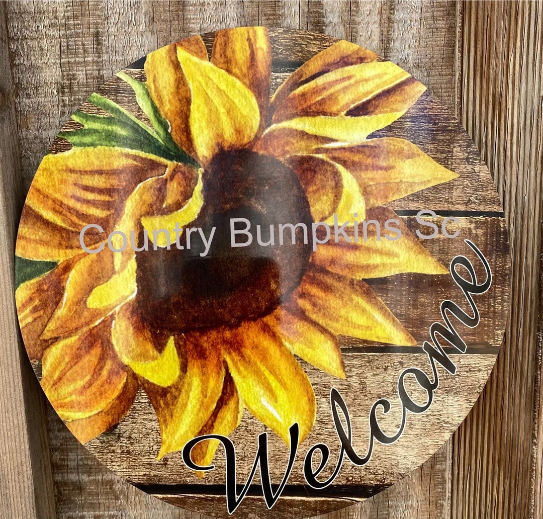 Welcome Sign With Sunflower Farmhouse Decor Wreath Sign Wreath ...
