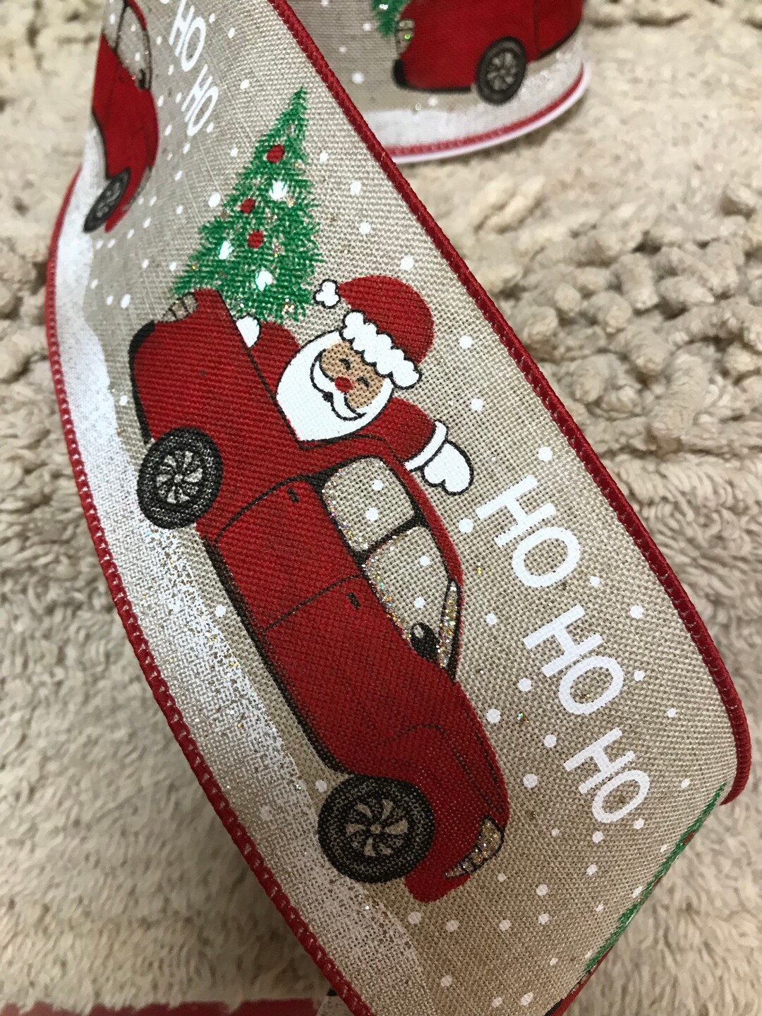 Red Truck Ribbon, Vintage Truck Ribbon, Christmas Truck Ribbon, Wreath ...