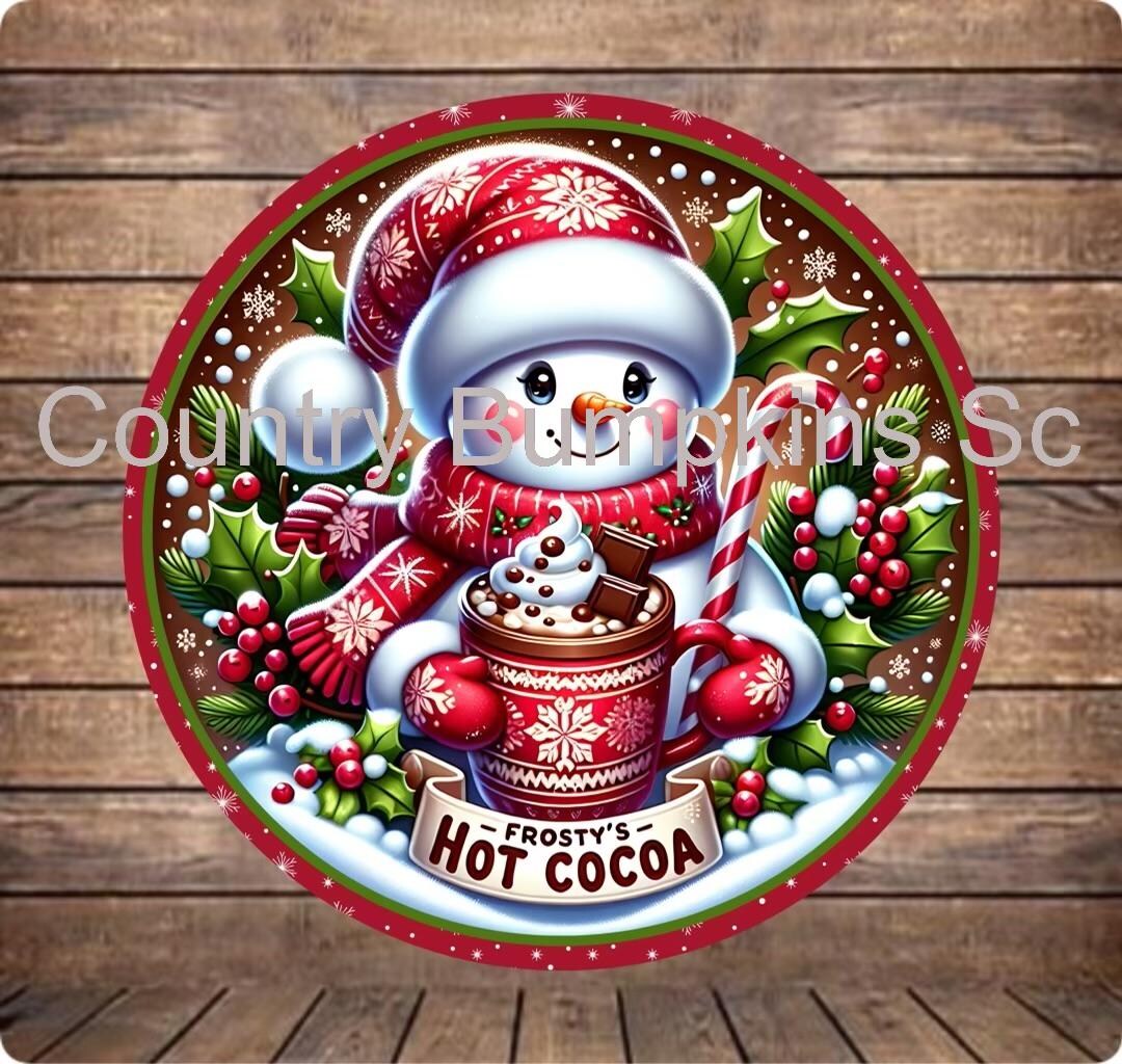 Frosty Hot Cocoa Sign Farmhouse Decor Wreath Sign Wreath Attachment ...