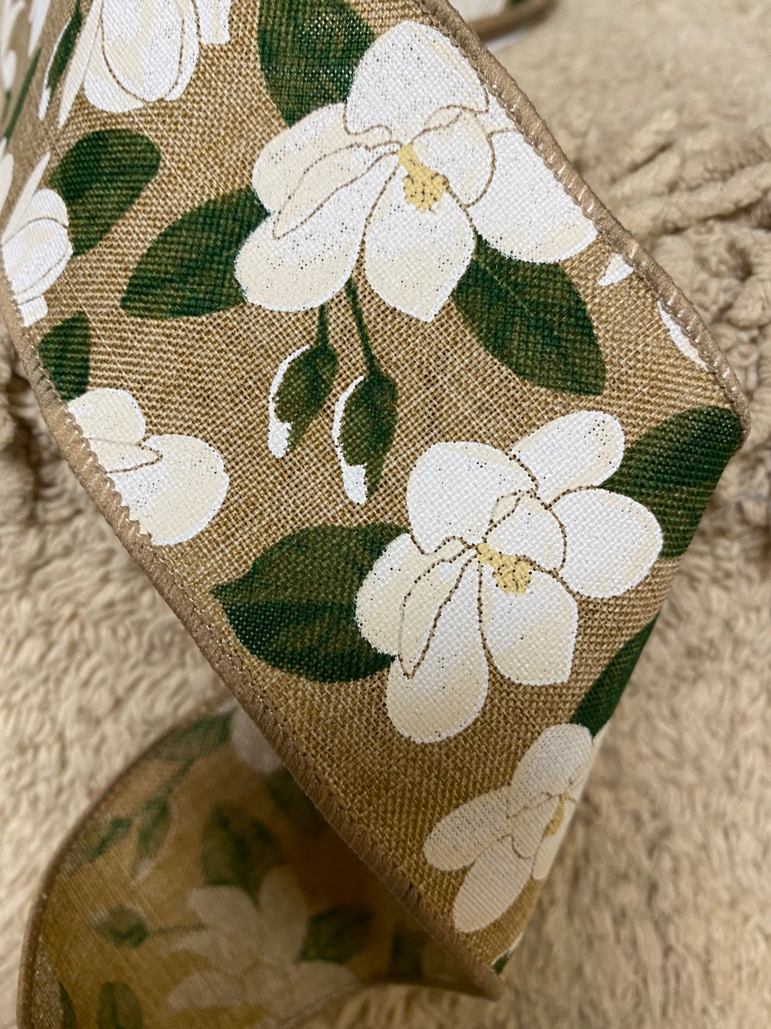 Magnolia Ribbon Farmhouse Ribbon Wreath Ribbon Wreath Supplies Craft ...