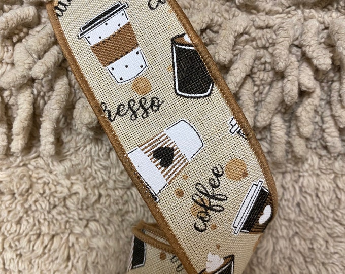 Coffee Cup Ribbon Summer Ribbon Wreath Ribbon Wreath Supplies Craft ...