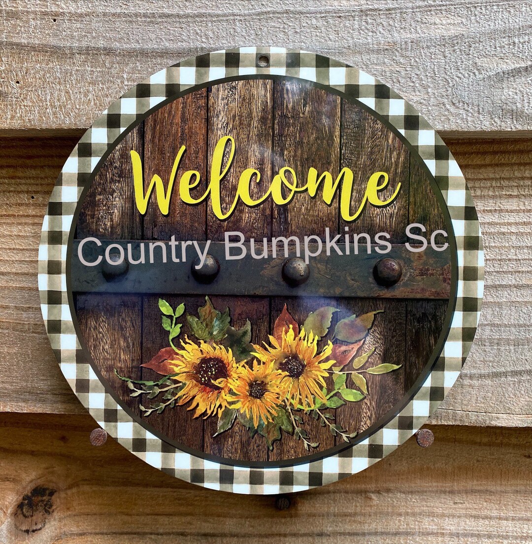 Welcome Sign With Sunflower Farmhouse Decor Wreath Sign Wreath ...