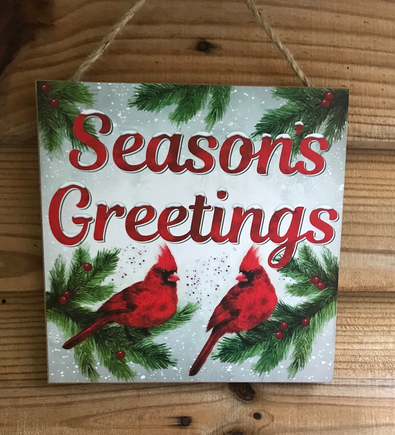 Red Cardinal Christmas Sign Red Bird Christmas Decor Wreath Decor Sign ...