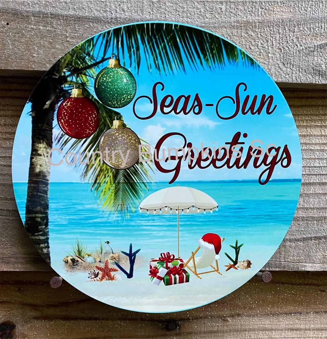 Sea Sun Greetings Sign Farmhouse Decor Wreath Sign Wreath Attachment ...