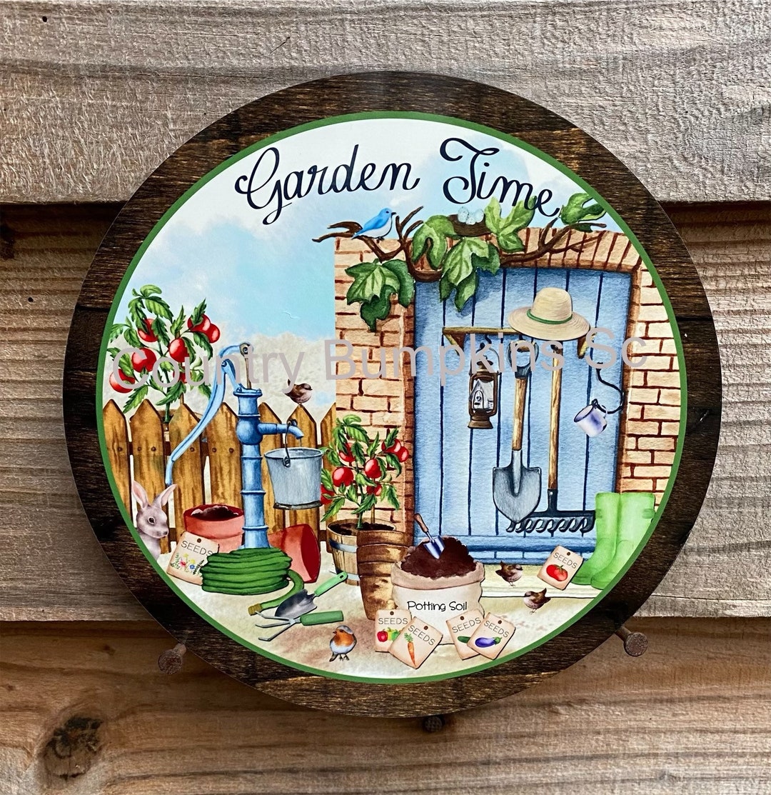 Garden Time With Gnome Farmhouse Decor Wreath Sign Wreath Attachment ...