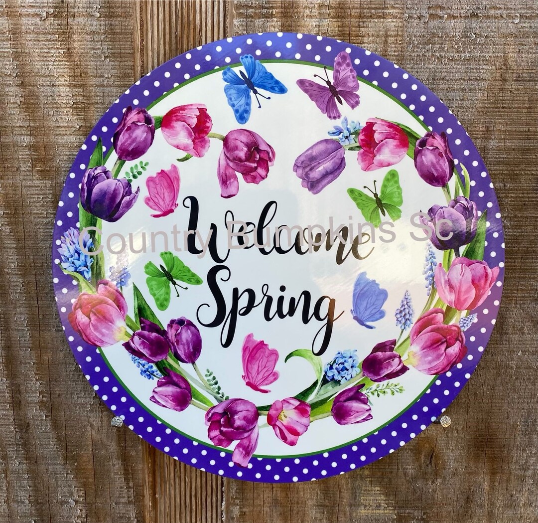Welcome Spring Wreath Sign Wreath Attachment Wreath Supplies Craft ...
