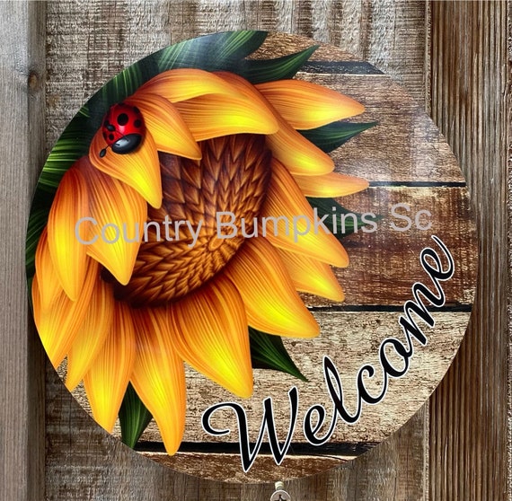 Welcome Sign With Sunflower Farmhouse Decor Wreath Sign Wreath - Etsy