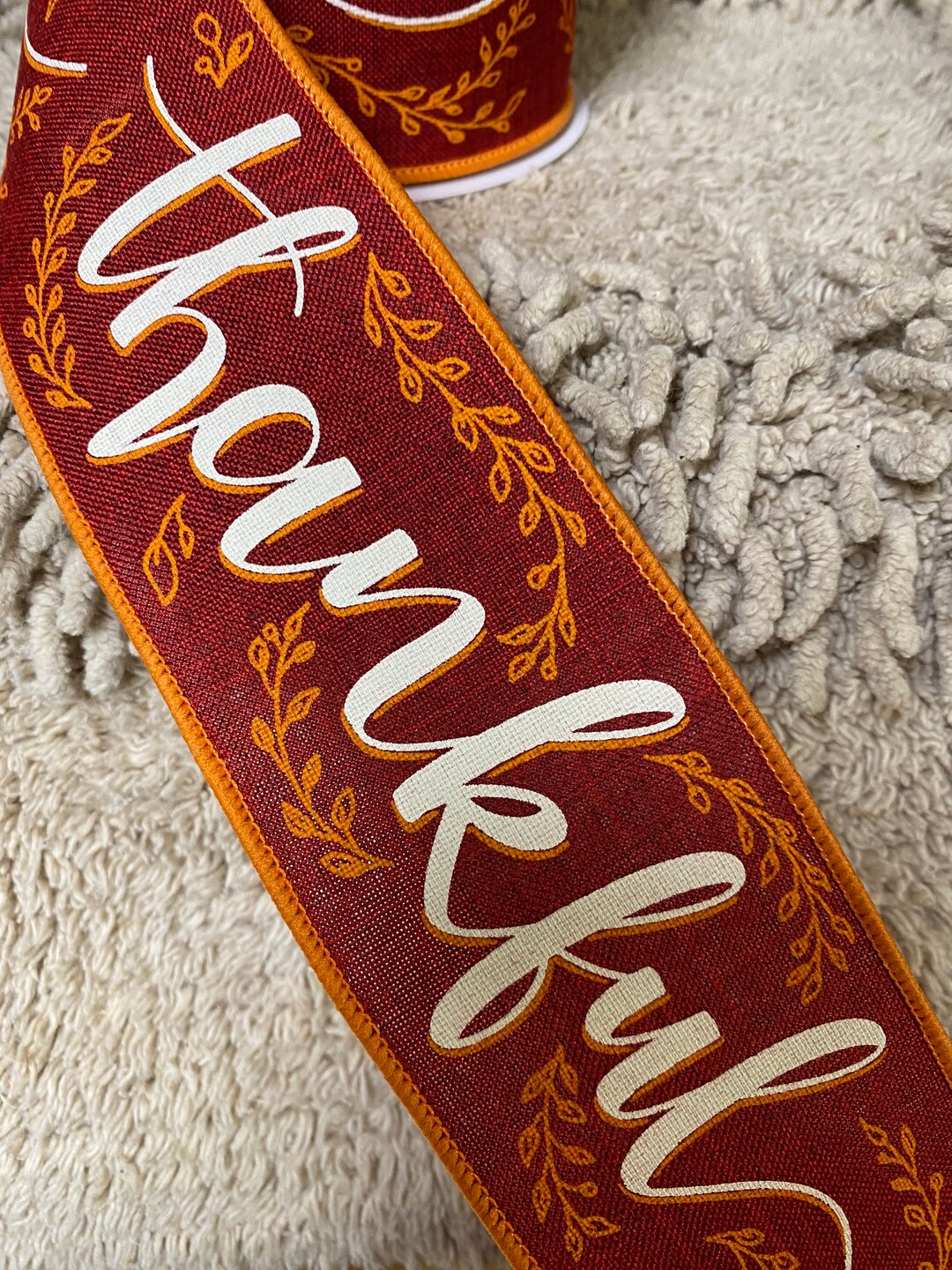 Farmhouse Ribbon Fall Ribbon Thankful Ribbon Wreath Attachment Wreath ...